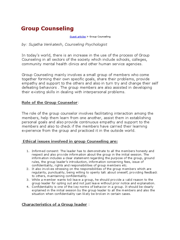 Group Counseling | PDF | Counseling Psychology | Psychotherapy