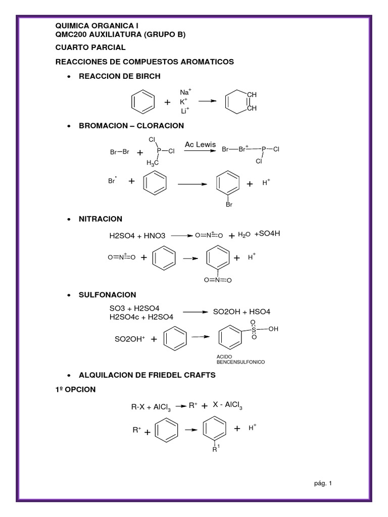 Guia Reacciones de Aromaticos 1 | PDF | Tolueno | Química