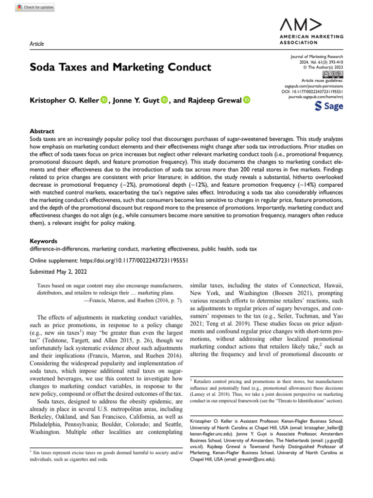 Soda Taxes and Marketing Conduct | PDF | Taxes | Marketing