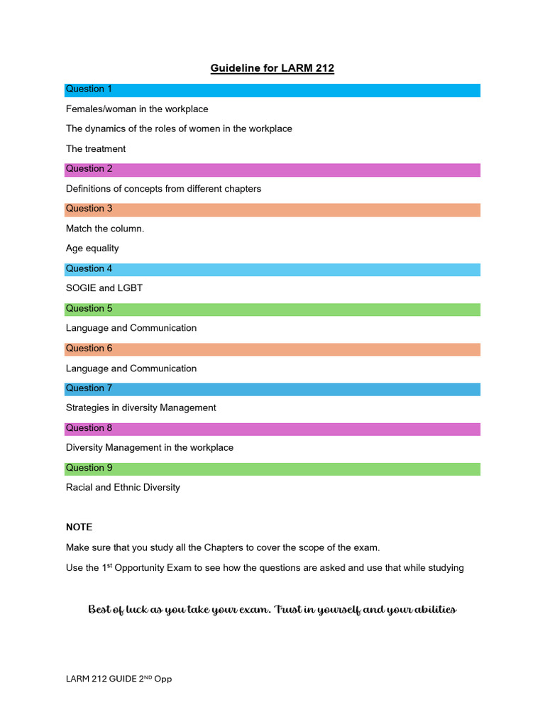 LARM 212 - Exam 02 Guidelines. 2024 | PDF