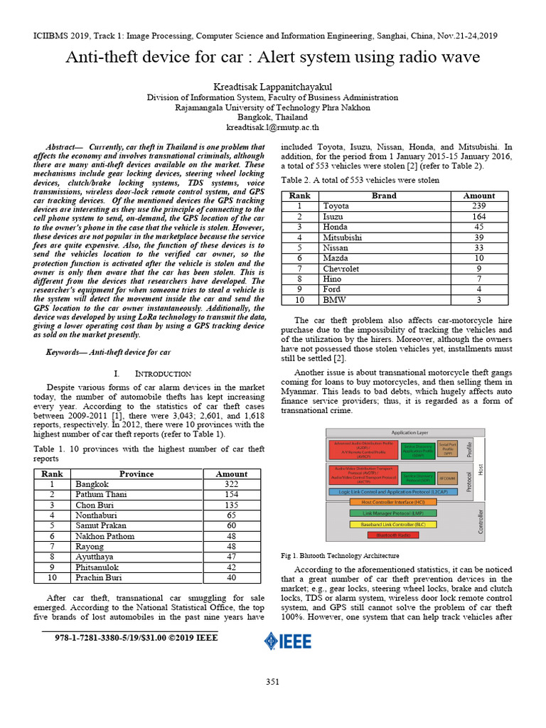 Anti-Theft Device For Car Alert System Using Radio Wave | PDF | Wi Fi ...