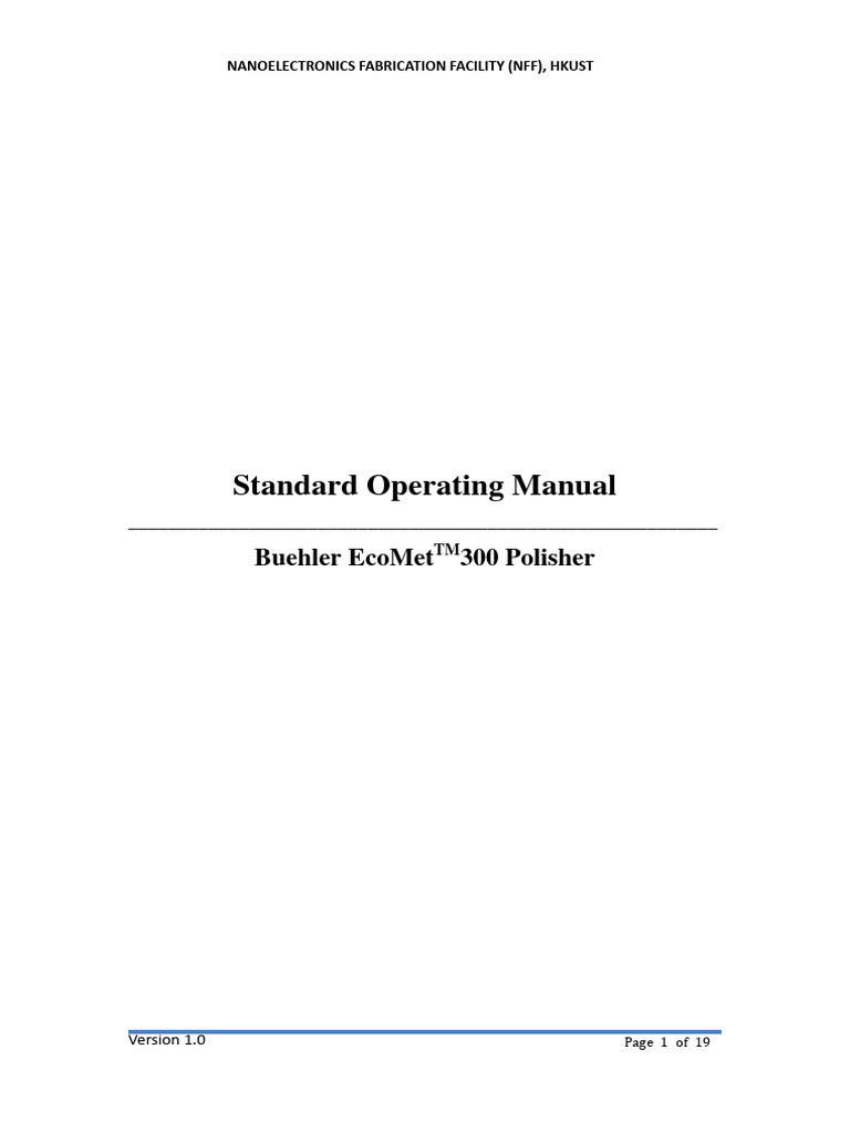 EcoMet 300 Polisher - Manual | PDF | Semiconductor Device Fabrication ...