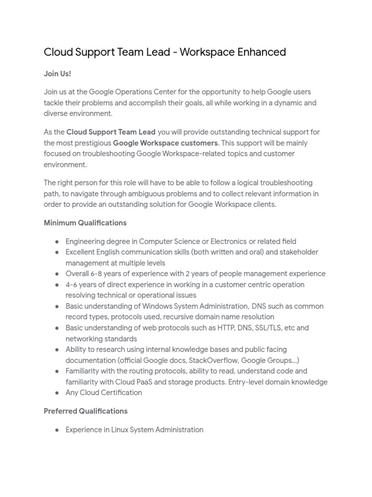 Team Lead - Workspace Enhanced | PDF | Cloud Computing | Domain Name System