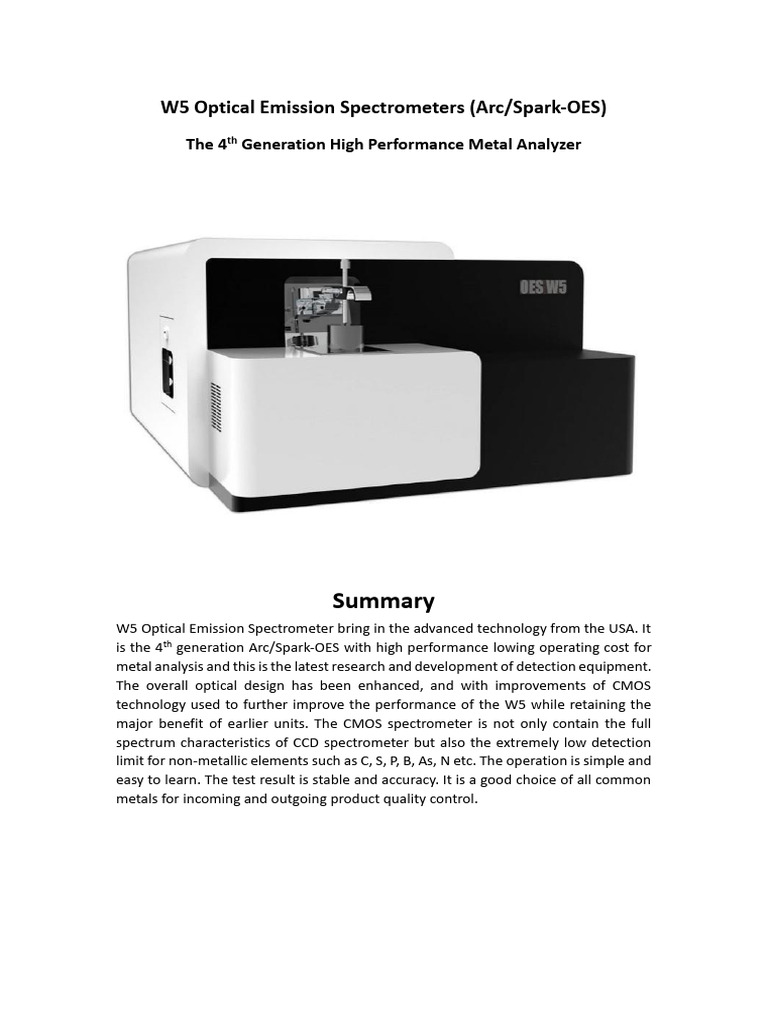 W5 High Performance Metal Analyzer | PDF | Instrumentation | Sensor