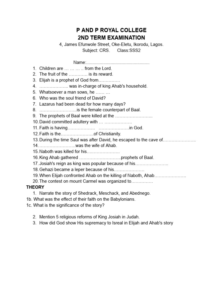 Sss2 Crs Third Term | PDF