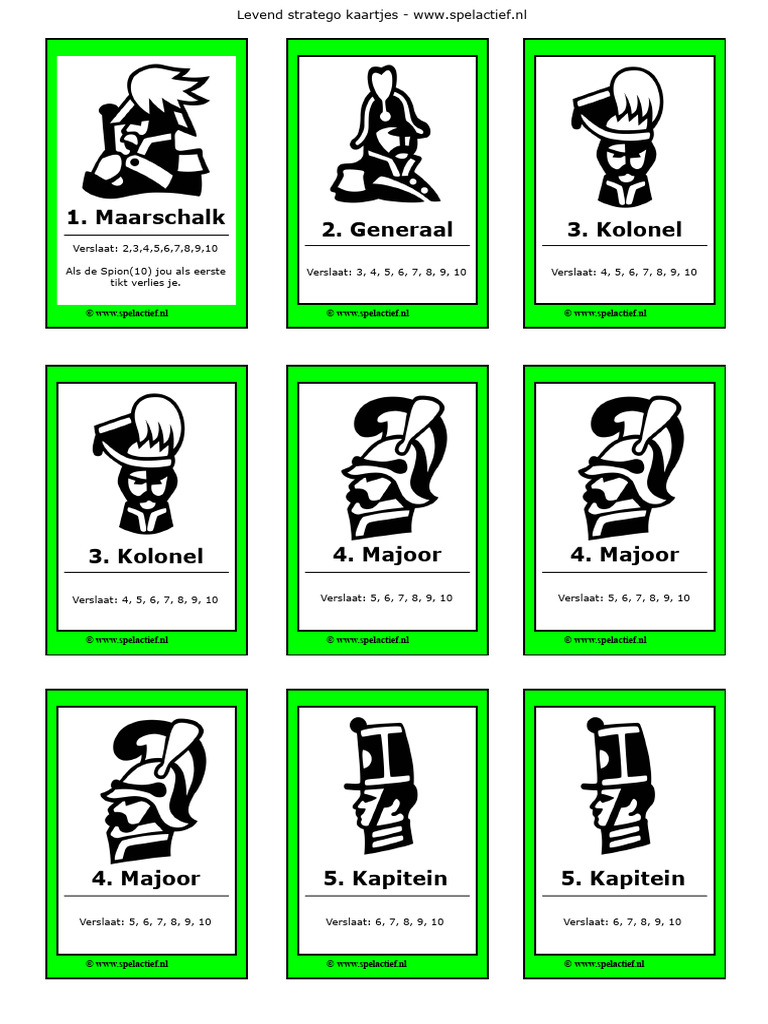 Levend Stratego Kaartjes Spelactief | PDF