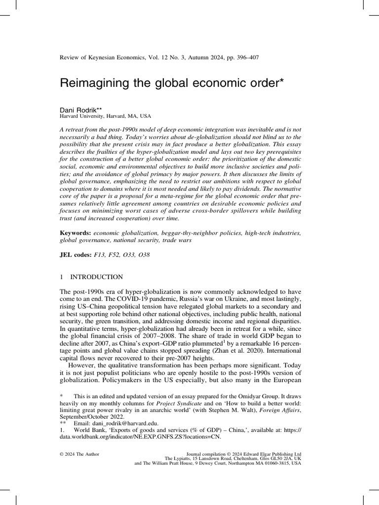Rethinking Global Economic Integration | PDF | Economics | Climate Change