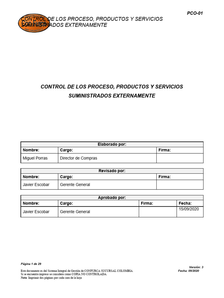 Control de Los PPS Suministrados Externamente | PDF | Calidad ...