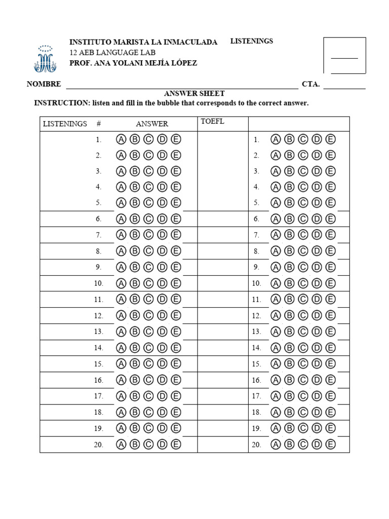 LangLab Answer Sheet | PDF