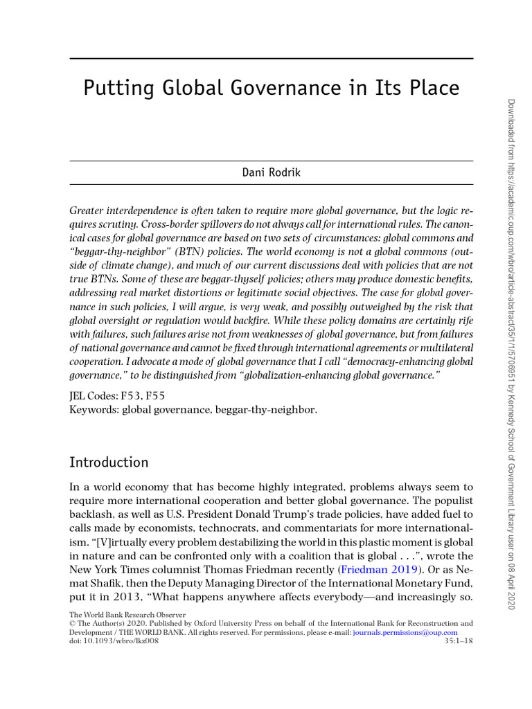 Putting Global Governance in Its Place | PDF | Global Governance ...