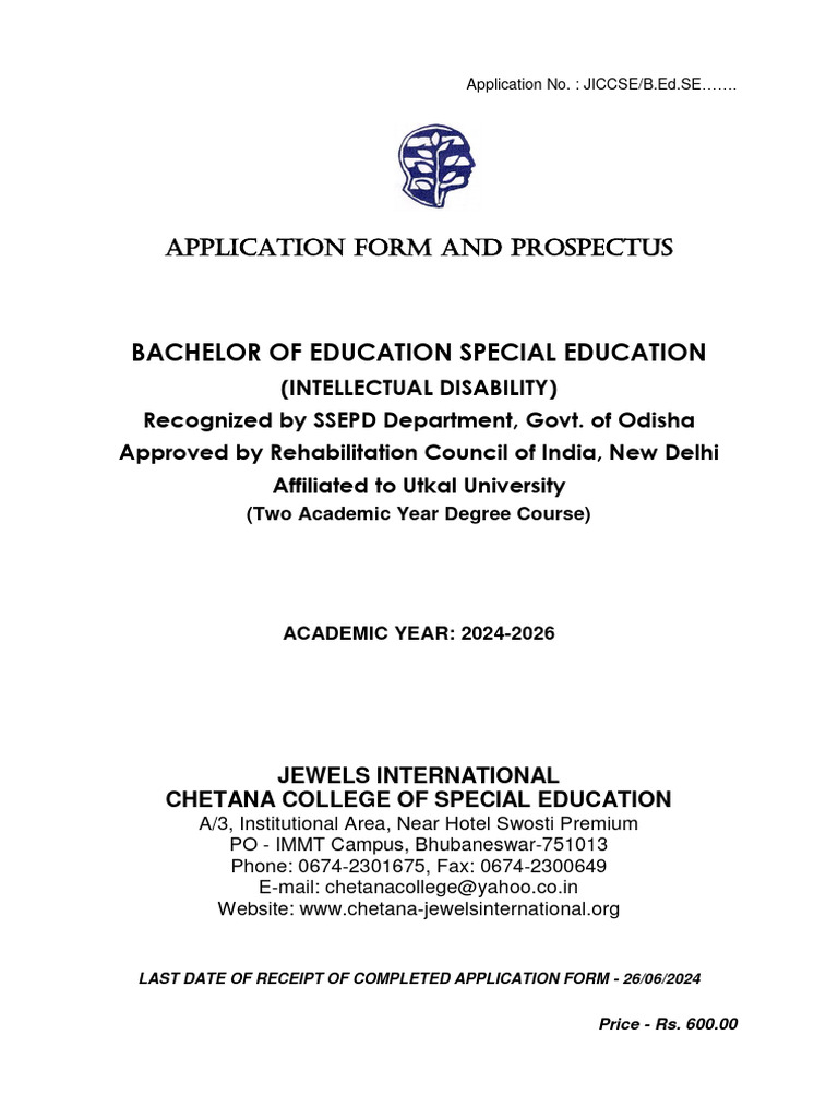 B.Ed Special Education Application 2024 | PDF