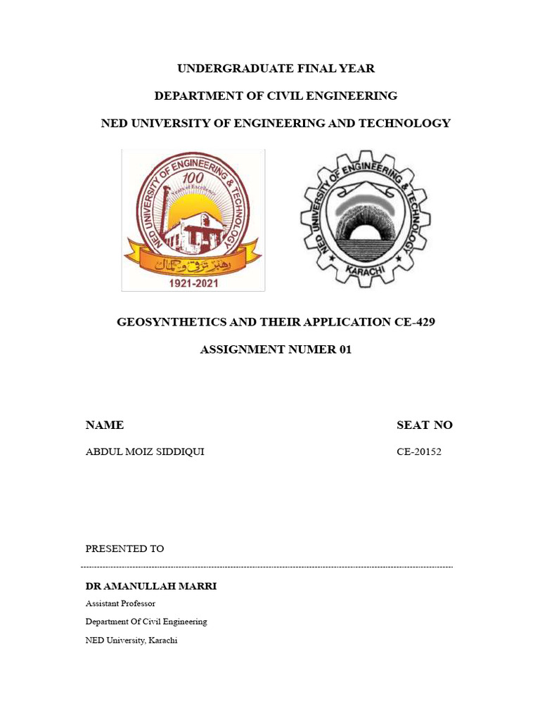 Moiz Assignment | PDF | Drainage | Geotechnical Engineering