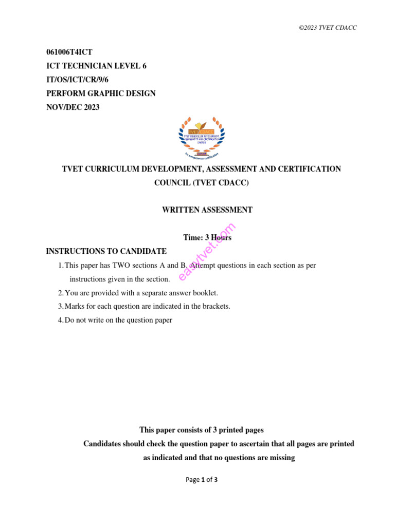 Graphic Design Assessment Nov/Dec 2023 | PDF | Graphic Design | Typography