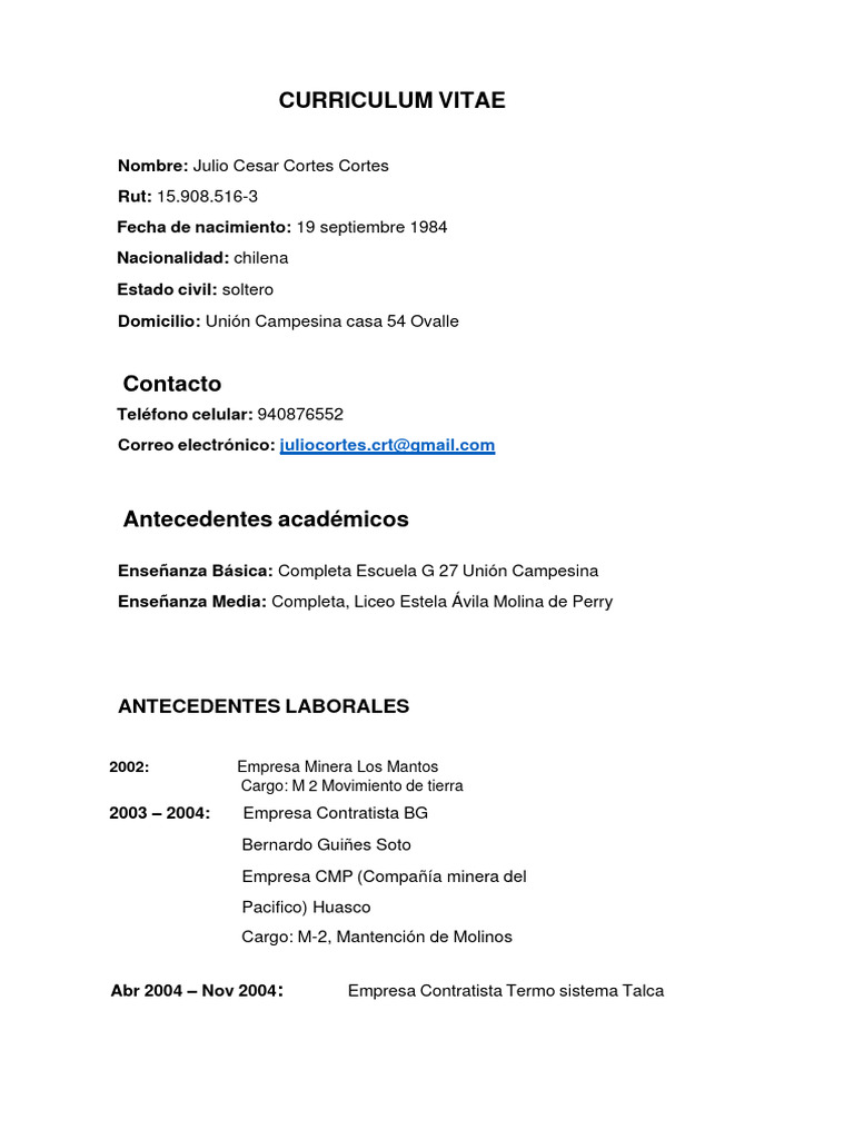 Curriculum - Julio Cesar PDF 2024 | PDF