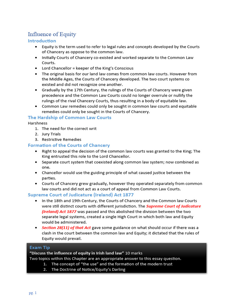 Influence of Equity | PDF | Equity (Law) | Court Of Chancery