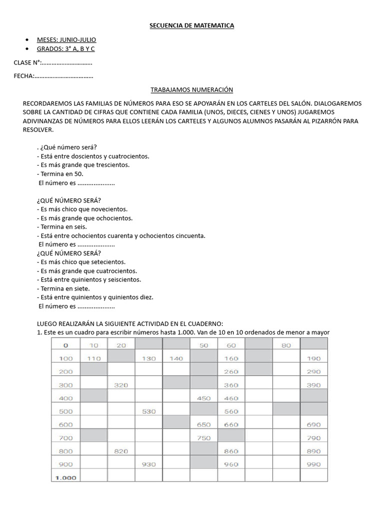 Secuencia Junio Mate 3a | PDF | Multiplicación | Matemáticas
