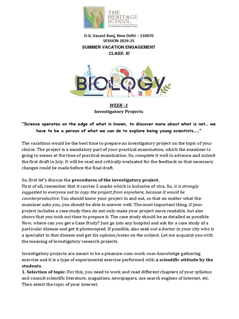 2024-25_Biology_XI_Summer Vacation Engagement | PDF | Leaf | Tissue ...
