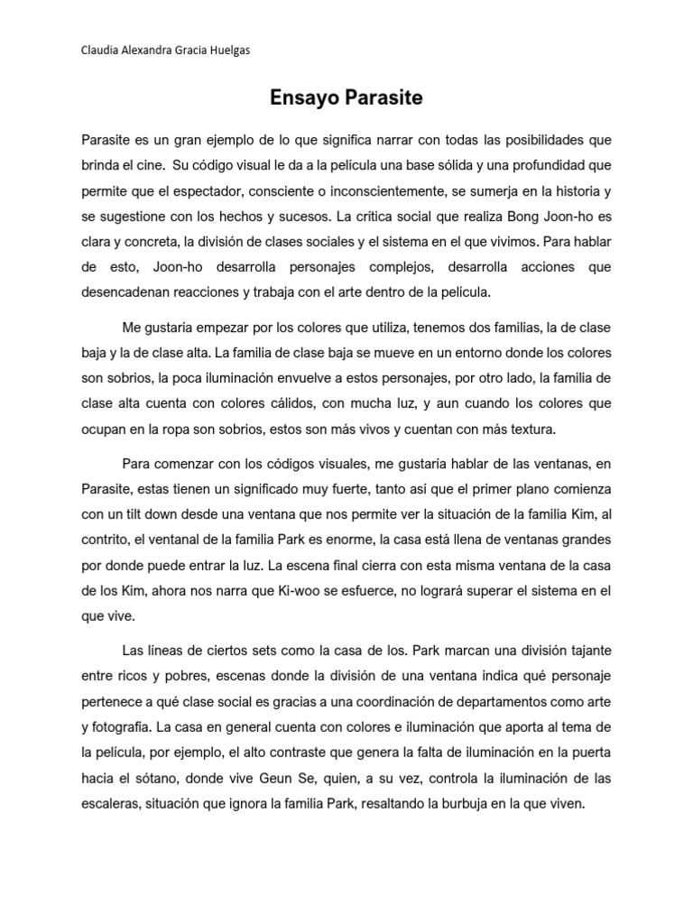 Ensayo Parasite | PDF | Arte