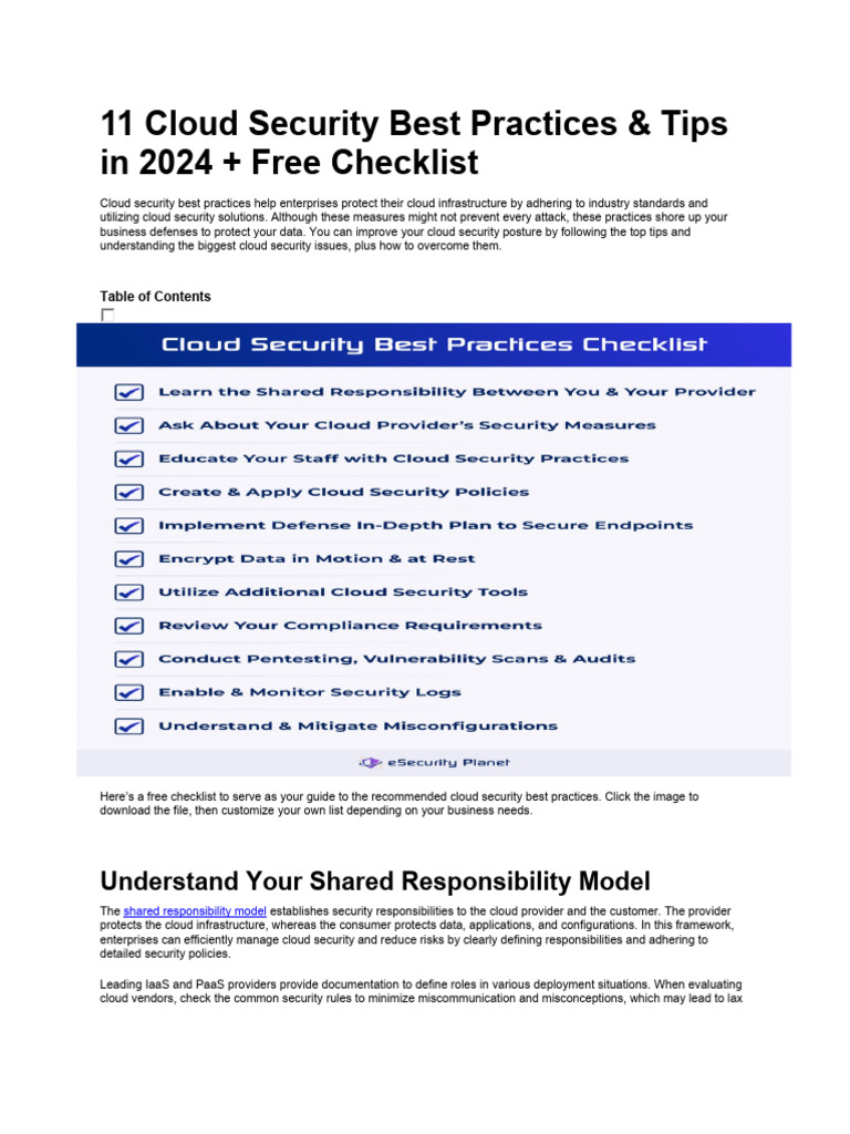 11 Cloud Security Best Practices | PDF | Security | Computer Security