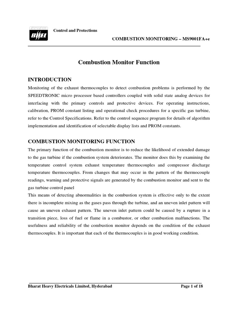 COMBUSTION MONITORING - MS9001FA+e | PDF | Thermocouple | Combustion