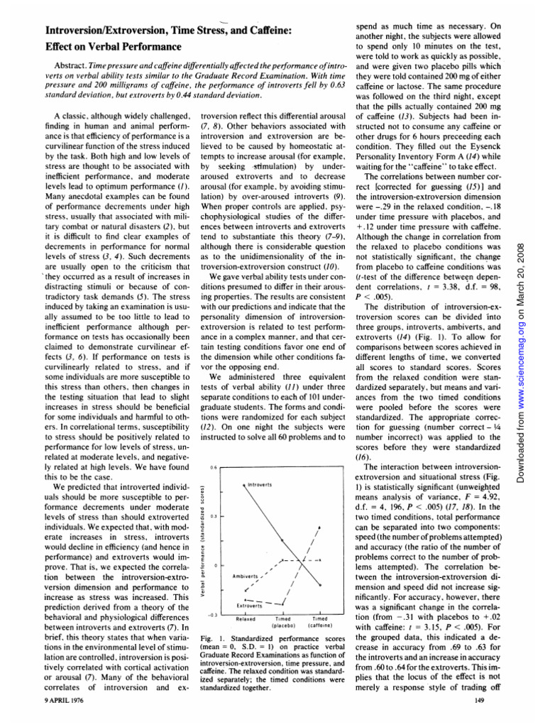 Introversion, Extroversion, and Stress Effects on Verbal Performance | PDF | Extraversion And ...
