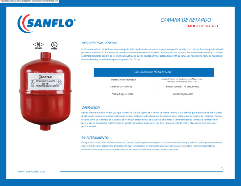 SFL-RET RETARD CHAMBER.en.es | PDF | Ingeniería mecánica