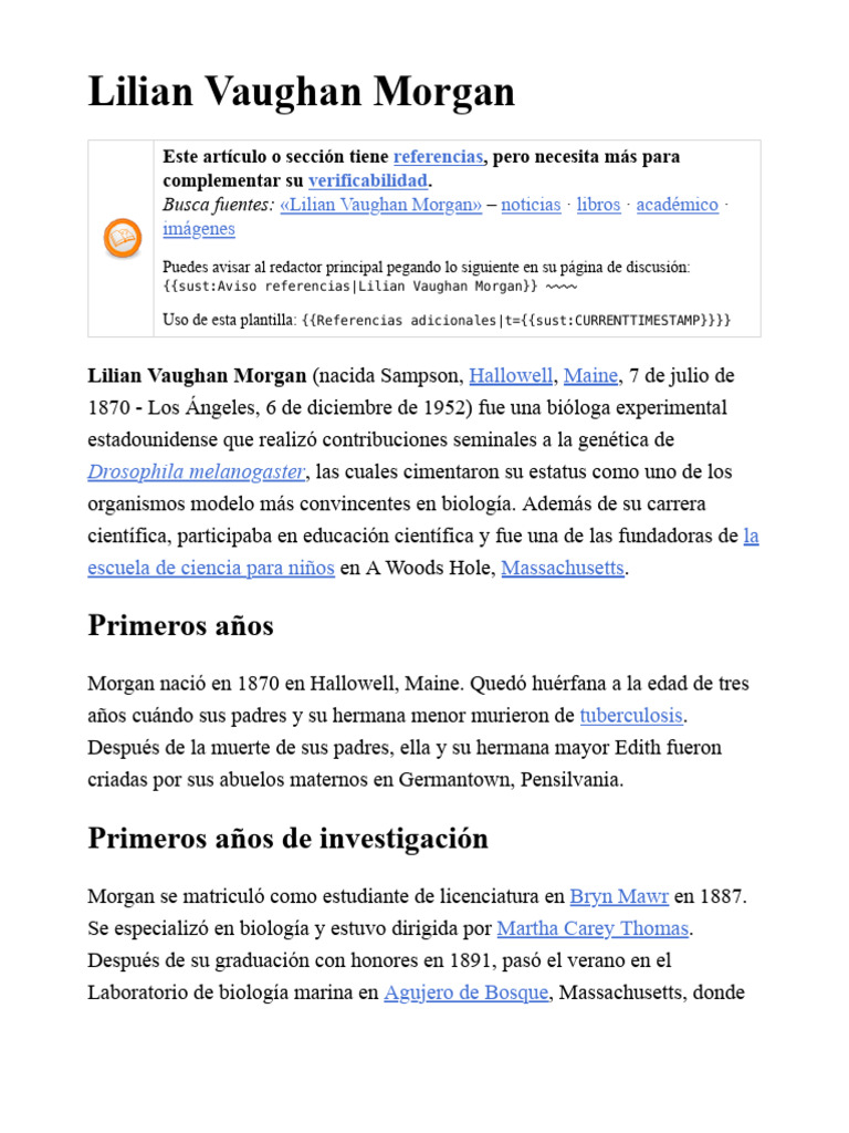 Lilian Vaughan Morgan | PDF | Biología | Ciencias de la vida