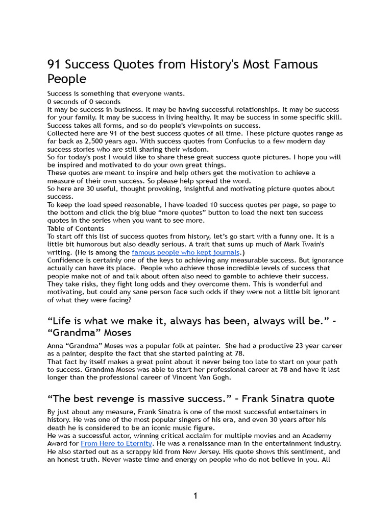 91 Success Quotes From History's Most Famous People | PDF | Laozi