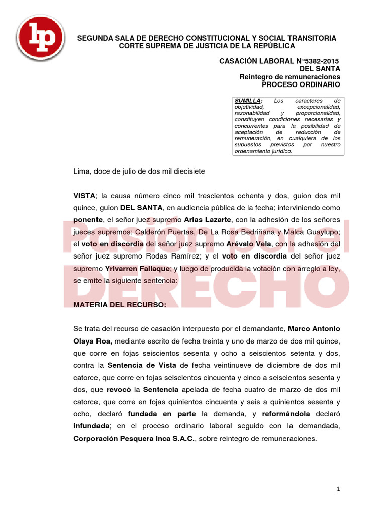 Casacion Laboral 5382 2015 Legis - Pe | PDF | Derecho laboral | Justicia Casacion Laboral 5382 2015 Legis - Pe | PDF | Derecho laboral | Justicia