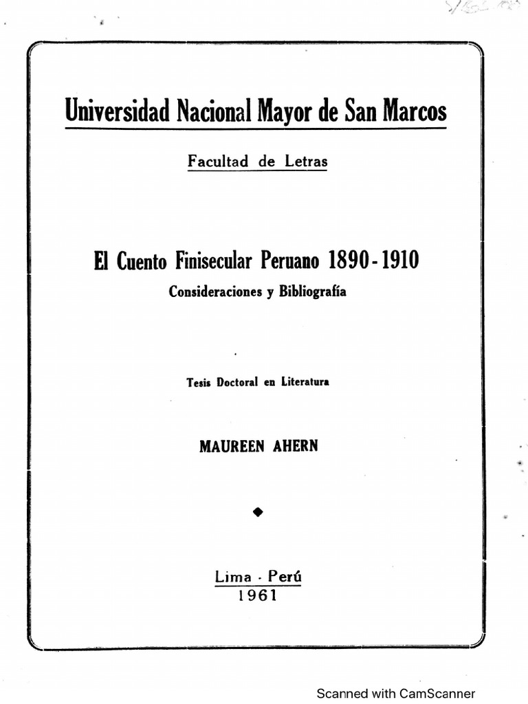 El Cuento Finisecular Peruano 1890-1910. Consideraciones y Bibliografía ...