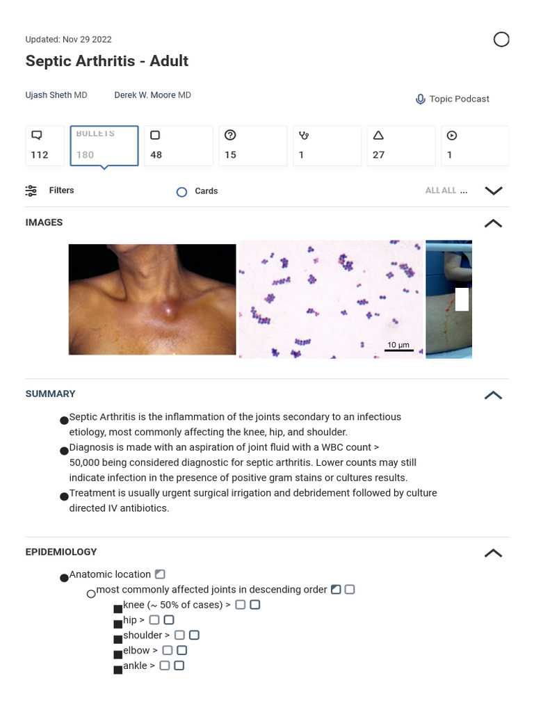 Septic Arthritis - Adult | PDF | Medical Specialties | Causes Of Death