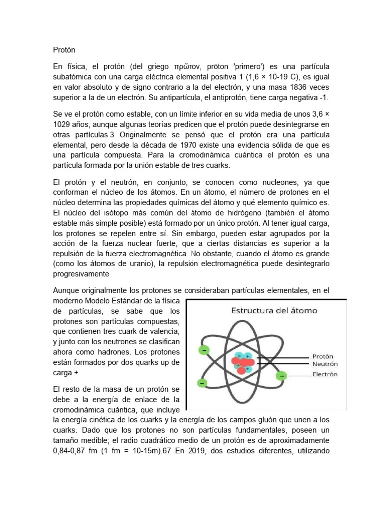 Protón | PDF | Protón | Neutrón