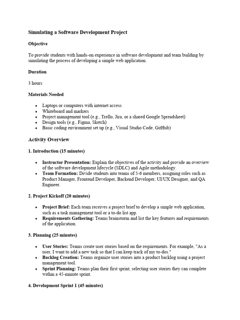 Software Development & Team Building in Class Activity | PDF | Systems Architecture | Computer ...