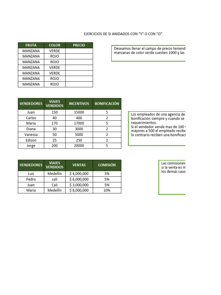 Ejercicio de Funcion SI Anidada Con (Y-O) | PDF
