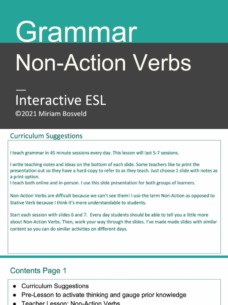 Grammar Verbs Non Action Stative | PDF
