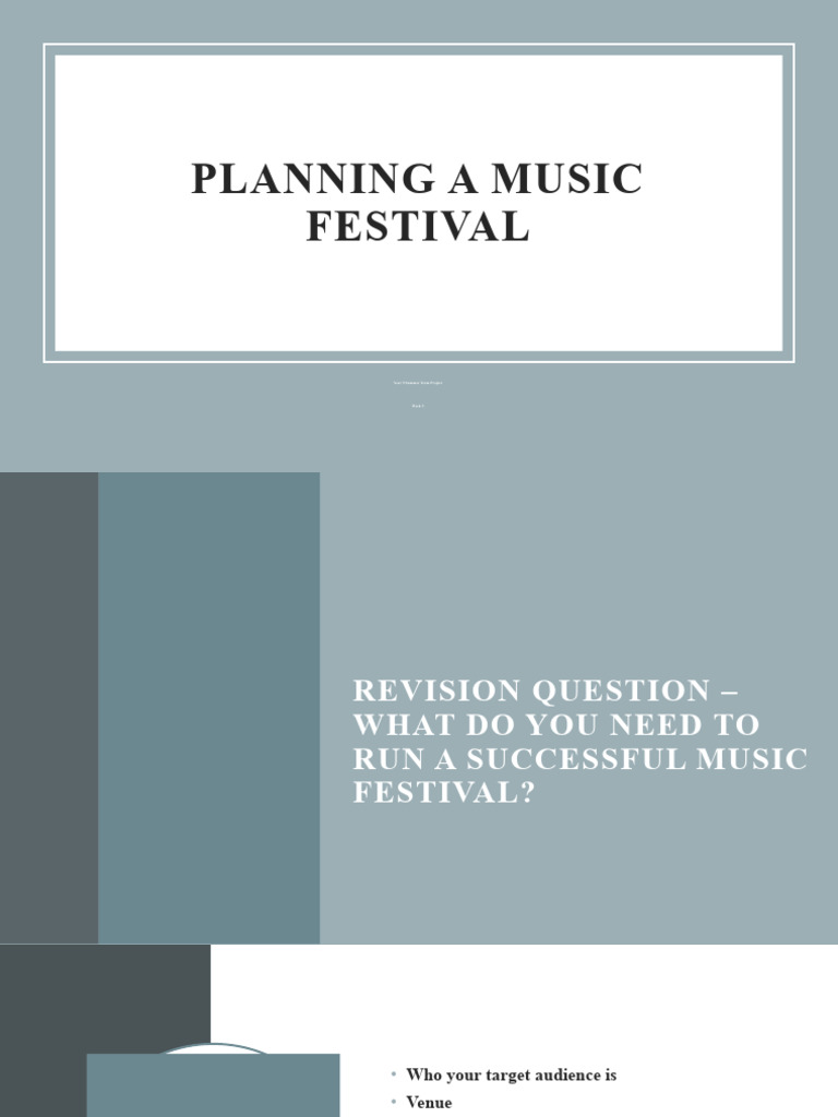 Planning a Successful Music Festival | PDF