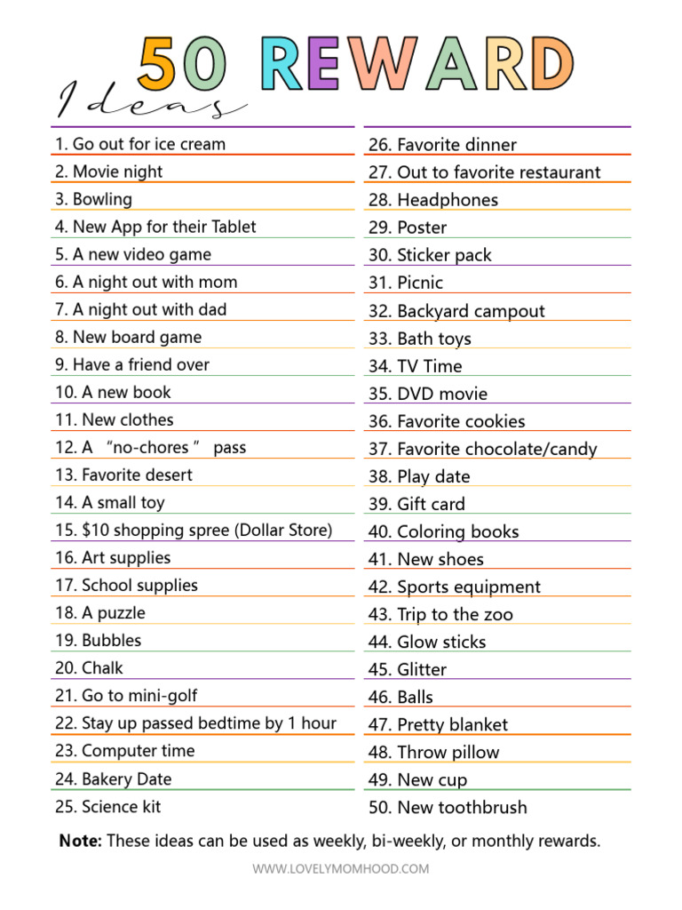 Chores Rewards Ideas | PDF | Art