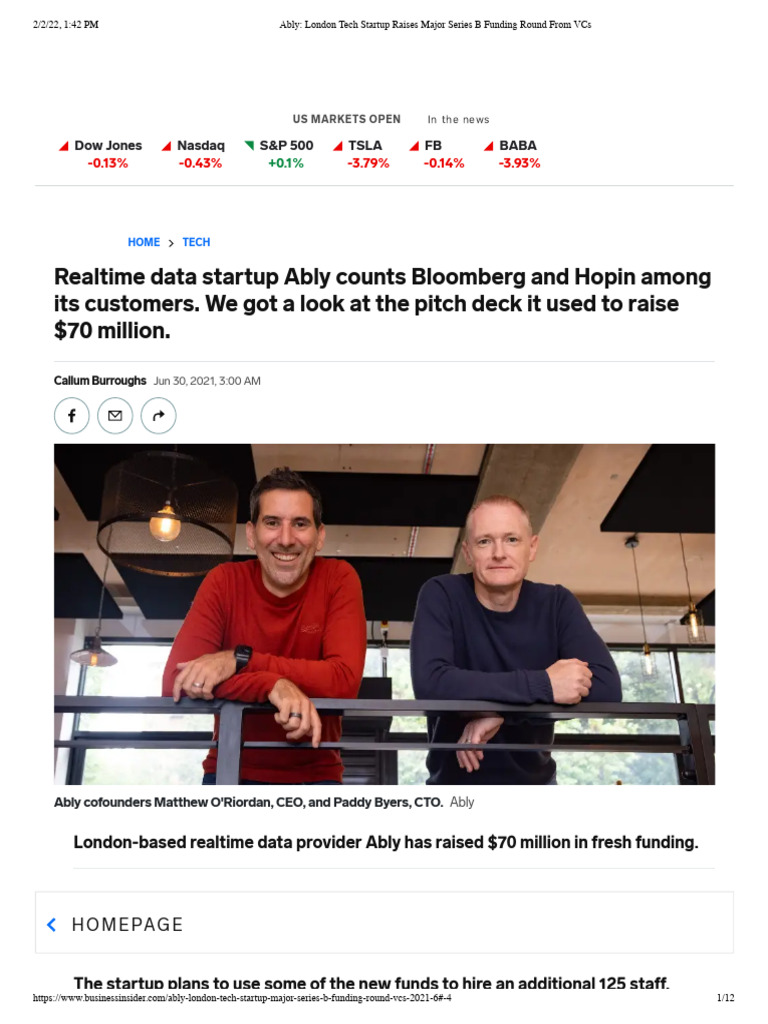 Ably London Tech Startup Raises Major Series B Funding Round From VCs ...