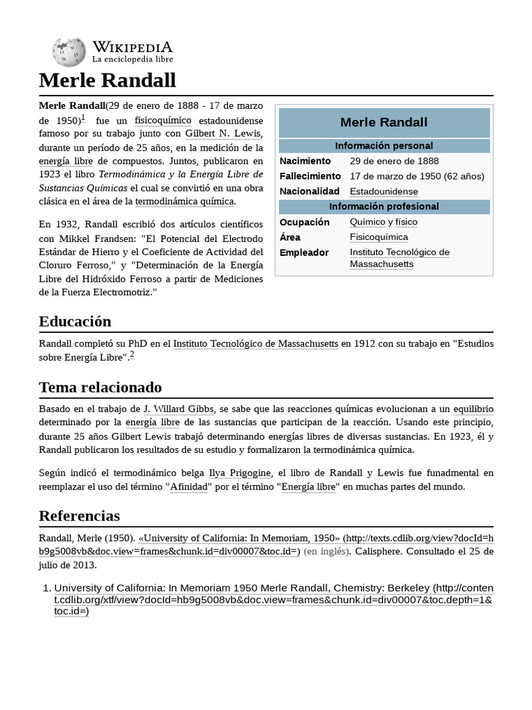 Merle Randall | PDF | Química Física | Química