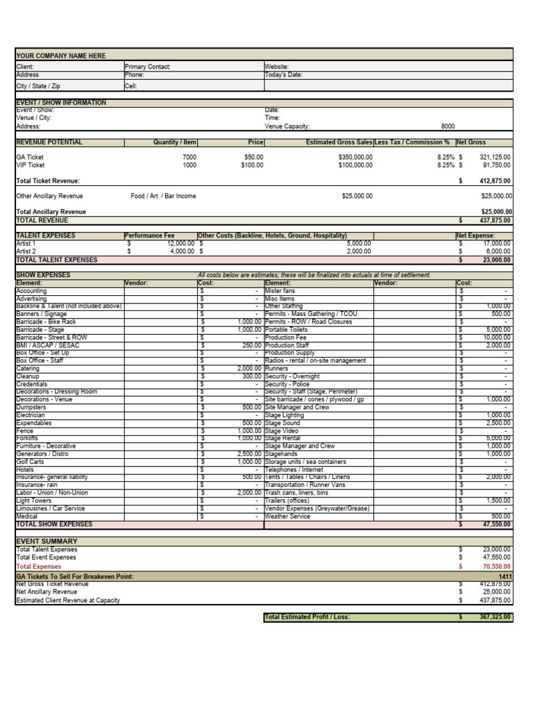 FEP Blank Budget Sheet | PDF | Revenue