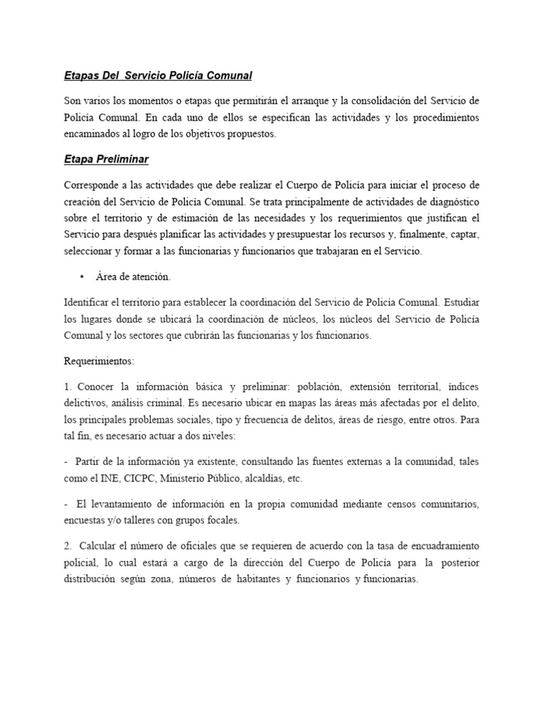 Etapas Del Servicio Policia Comunal | PDF | Policía | Gobierno