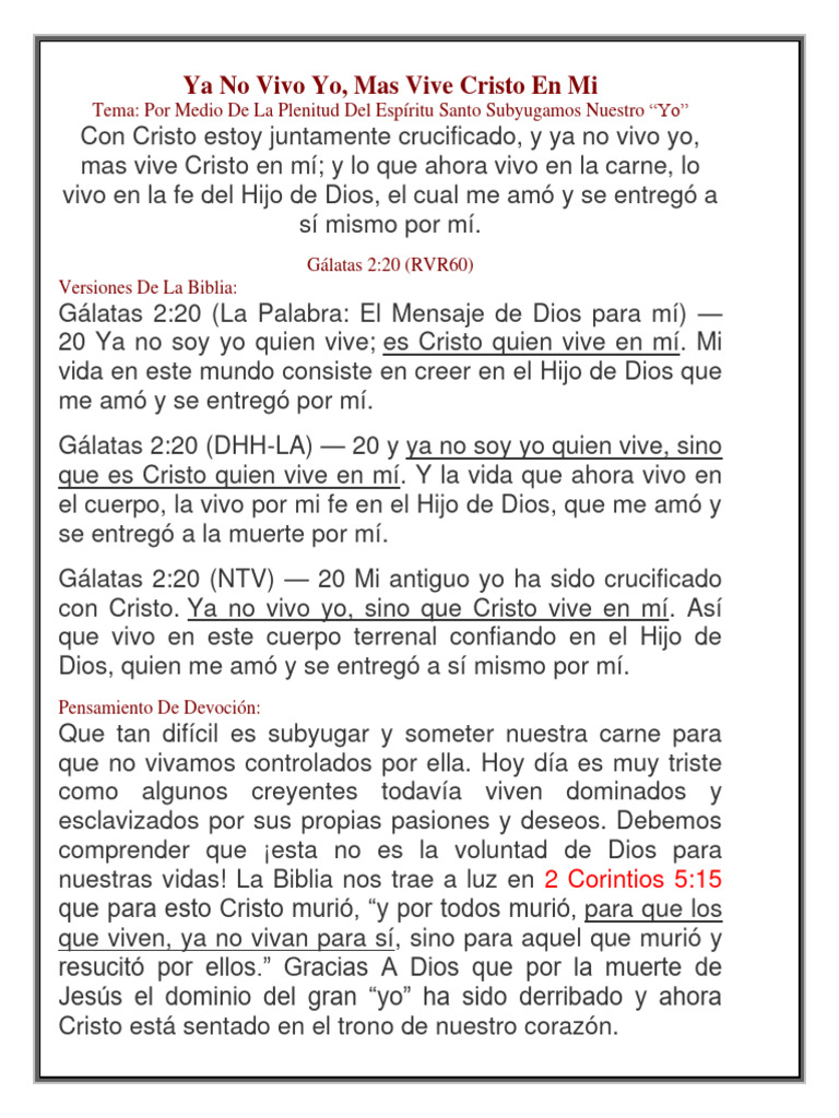 Ya No Vivo Yo, Mas Vive Cristo en Mi | PDF | Cristo (título) | Amor