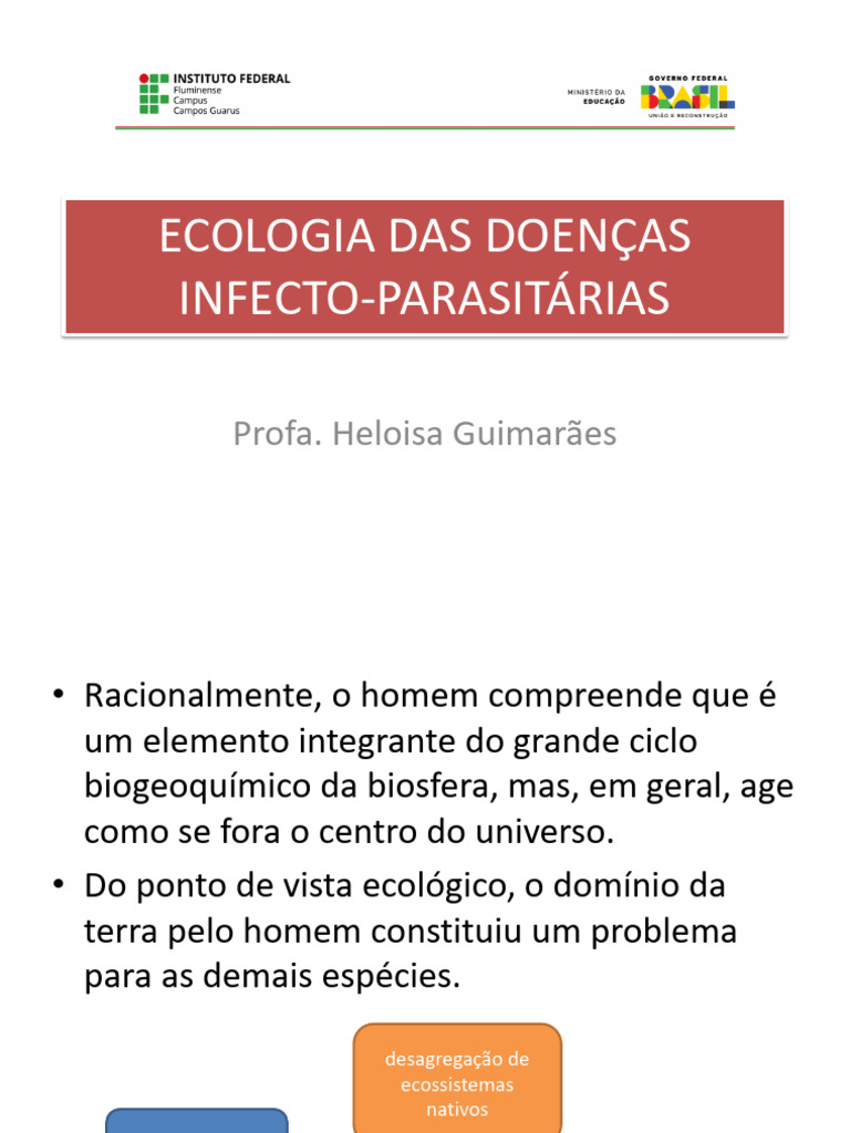 Aula Nº 5 - ECOLOGIA DAS DOENÇAS INFECTO-PARASITÁRIAS | PDF | Ecologia ...