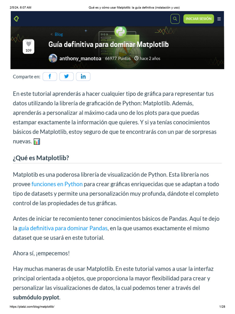 Qué Es y Cómo Usar Matplotlib - La Guía Definitiva (Instalación y Uso ...