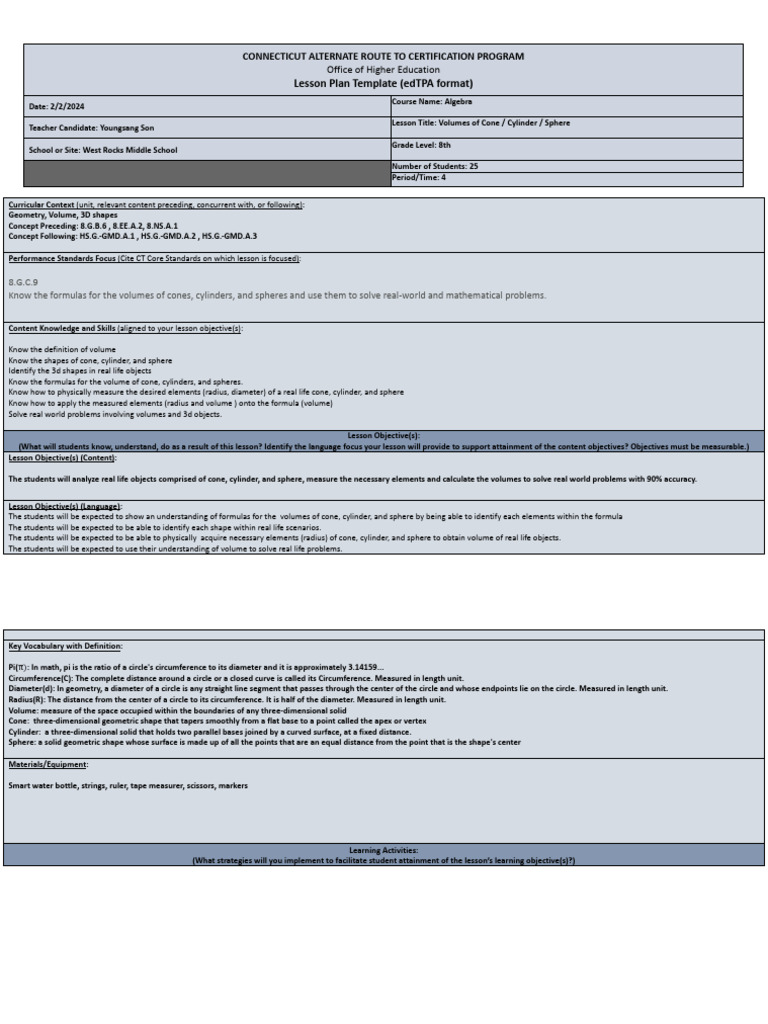 Microteach 4.docx | PDF | Circle | Sphere