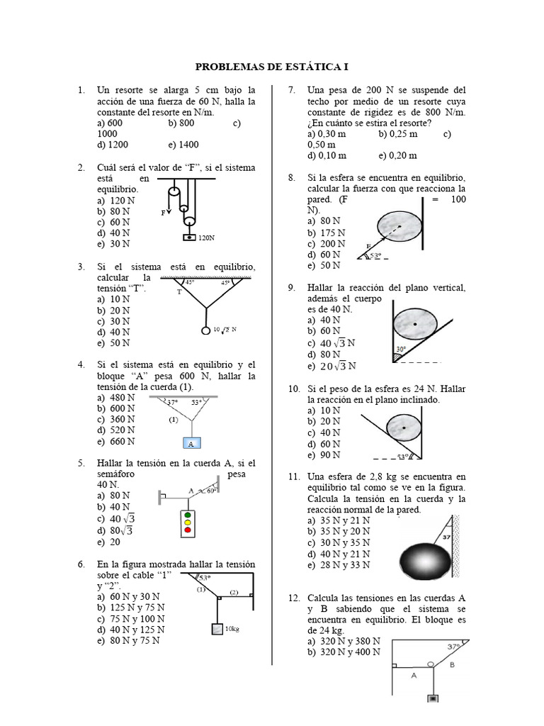 Problemas de Estática I | PDF
