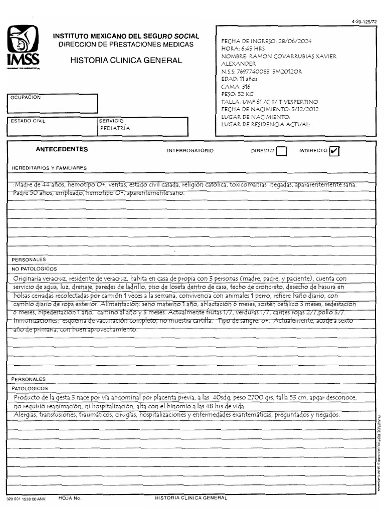 Formato Historia Clínica IMSS | PDF | Medicina CLINICA | Especialidades Medicas