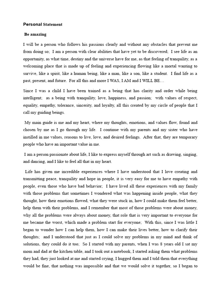 Personal Statement | PDF | Thought | Feeling