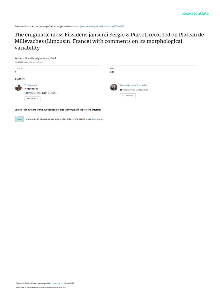 Nova Hedwigia 110 1 2 0079 0089 Hugonnot 0564 Online WM | PDF | Leaf ...