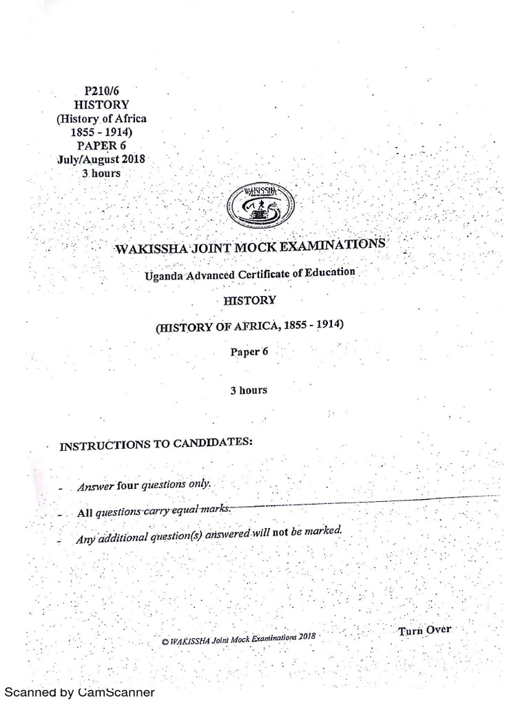 UACE HIST 6 Past Papers | PDF